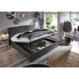 ATLANTIC HOME COLLECTION Bettgestell &raquo;Melody&laquo; mit Bettkasten und Lattenrost grau Bettgestell und seitliche Einfassung der Matratzen: Strukturstoff, 