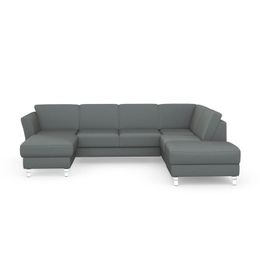 Sit & More sit&more Wohnlandschaft &raquo;Visby U-Form&laquo; Wahlweise mit Schlaffunktion und Stauraum, frei im Raum stellbar grau B/H/T: 303cm x 87cm x 213cm, Chenille, 