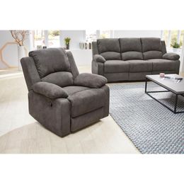 Jockenh&ouml;fer Sessel &raquo;Dakota, B: 97 cm, Sitzh&ouml;he: 47 cm&laquo; mit Relax- & Liegefunktion, Taschenfederkern-Polsterung grau Microfaser VINTAGE, Relaxfunktion, Integrierte