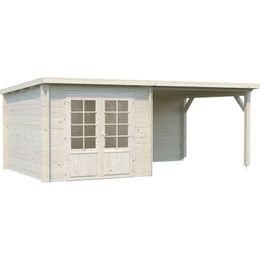 Palmako Gartenhaus &raquo;Ella&laquo; 6,9+8,2 m&sup2;, mit Anbaudach beige Massivholz ohne Fu&szlig;boden, ohne Dacheindeckung