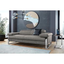 W.Schillig 2-Sitzer &raquo;finn&laquo; German Design Award 2016, Fu&szlig;gestell Chrom gl&auml;nzend, Breite 210 cm grau Flachgewebe S22 (100% Polyester);Stoff S37 (100% 