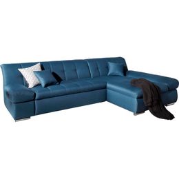 DOMO collection Ecksofa &raquo;MONA 297x173 cm, modern und komfortabel&laquo; whlw. mit Bettfunktion, L-Form blau Struktur fein 100% Polyester;Chenilleoptik 100% 
