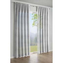Gardine &raquo;Schal Jacquard-Voile Webmuster&laquo; Schlaufen 1 Stk. tlg. mit Gardinenband und verdeckten Schlaufen grau Polyester 245cm, Schlaufen, 140cm