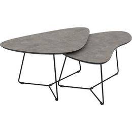 Hela Couchtisch &raquo;PISA&laquo; Set, 2 Stk. tlg. 2er Set, Platten in Nierenform, gefr&auml;st, Schweizer Kante B/H/T: 87cm x 43cm x 59cm, Betonoptik dunkel/Schwarz