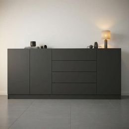 borchardt M&ouml;bel borchardt M&ouml;bel Sideboard &raquo;Vaasa, Kommode mit 3 T&uuml;ren und 4 Schubk&auml;sten auf Kugelf&uuml;hrungen&laquo; Breite 190 cm schwarz B/H/T: 190cm x 79cm x 35cm, 4 Stk., 