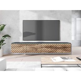 Home Affaire Lowboard &raquo;Vera, wahlweise mit oder ohne Beleuchtung&laquo; gefr&auml;ste MDF Front mit 3D Effekt, stehend und h&auml;ngend montierbar schwarz B/H/T: 