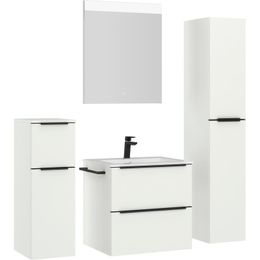 Nobilia Badm&ouml;bel-Set &raquo;Levere&laquo; vormontiert, mit Soft-Close, 4 Stk. tlg. wei&szlig; B/H/T: 140cmcm x 169cmcm x 48,7cmcm, Griffe schwarz