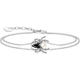 Thomas Sabo Damen Thomas Sabo Armband &raquo;Spider Romance Armband, Spinnen-Design&laquo; mit Zirkonia (synth.) - mit S&uuml;&szlig;wasserzuchtperle schwarz-wei&szlig; 19, Perlen