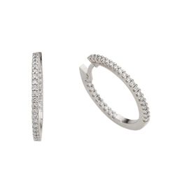 Firetti Damen Paar Creolen &raquo;Schmuck Geschenk Gold 585, Zeitlos, elegant, gl&auml;nzend, massiv&laquo; mit Brillant - Verschnittfassung wei&szlig; 0,4, 0,4 P2 = 