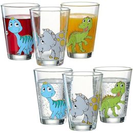 Ritzenhoff & Breker Kinderbecher &raquo;Dino&laquo; je 200 ml bunt Glas &Oslash; 7cm x 10cm, 200ml, 6
