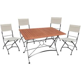 Garden Pleasure Garten-Essgruppe &raquo;TRIEST&laquo; 5 Stk. tlg. mit platzsparender Klappfunktion braun FSC -zertifiziertes Massivholz, Kunststoff, Stahl B/H/T: 280cm x 89cm x 