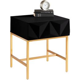 OTTO home Beistelltisch &raquo;Minfi&laquo; Schublade mit 3D-Front, auch als Nachttisch geeignet, Breite 50 cm schwarz B/H/T: 50cm x 58cm x 50cm