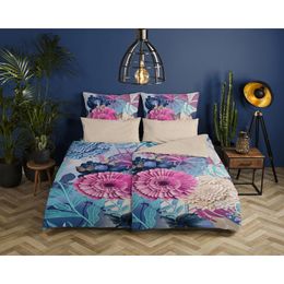 HIP Wendebettw&auml;sche &raquo;Nishell&laquo; 2 Satin, Rei&szlig;verschluss, Wendeoptik, Mandala, Blume, Sand bunt Satin, Obermaterial: 100% Baumwolle B/L: 135cm x 200cm, 1
