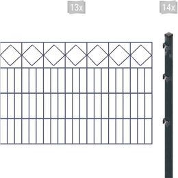 Arvotec Doppelstabmattenzaun &raquo;ESSENTIAL 80 zum Einbetonieren "Karo" mit Zierleiste&laquo; Zaunh&ouml;he 80 cm, Zaunl&auml;nge 2 - 60 m grau Kunststoff, Stahl H/L: 80cm x 26m,
