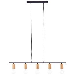 Brilliant Pendelleuchte &raquo;Kerry&laquo; E27 1 Stk. 113 x 80 x 5 cm, 5 x E27, k&uuml;rzbar, Metall/Bambus, schwarz/natur schwarz 5, 1 Stk.
