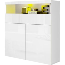 OTTO home Highboard &raquo;Schrank, Hochschrank, Hochkommode&laquo; mit 2 T&uuml;ren und 1 Schubkasten, Breite 100 cm, ohne Beleuchtung wei&szlig; B/H/T: 100cm x 121,5cm x 