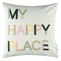 Tom Tailor HOME Kissenbezug &raquo;Happy&laquo; mit aufgesticktem Schriftzug Polyester, Baumwolle, Polyester B/L: 45cm x 45cm, 1 Stk., Polyester