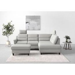 Sit & More sit&more Ecksofa &raquo;Far&ouml; L-Form&laquo; inklusive Federkern, wahlweise mit Schlaffunktion und Bettkasten silber B/H/T: 251cm x 90cm x 187cm, Luxus-Microfaser 