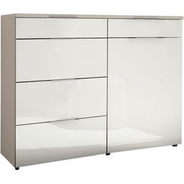 Wiemann Kombikommode &raquo;Como&laquo; vormontiert wei&szlig; Floatglas, Holzwerkstoff, Metall B/H/T: 140cm x 91,2cm x 43cm, 5 Stk., 1 Stk.