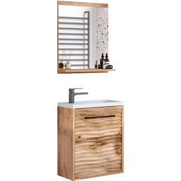 Welltime Badm&ouml;bel-Set &raquo;Canada&laquo; Komplett-Set, Fronten mit Wellenstruktur, 2 Stk. tlg. braun Holzwerkstoff B/H/T: 40cmcm x 48cmcm x 22cmcm