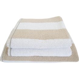 Dyckhoff Handtuch Set &raquo;Maritim, Block Stripe&laquo; Set 3 Stk. Frottier 2 Handt&uuml;cher (50x100cm), 1 Duschtuch (70x140cm) beige Frottier, Obermaterial: 100% Baumwolle 