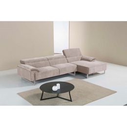Egoitaliano Ecksofa &raquo;Malika, edel und bequem, Designsofa mit hochwertigen Bez&uuml;gen, L-Form&laquo; mit Recamiere, inkl. Kopfteilverstellung und chromfarbenen Metallf&uuml;&szlig;en 
