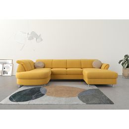 Sit & More sit&more Wohnlandschaft &raquo;Apulia U-Form&laquo; wahlweise Schlaffunktion, Bettkasten und Kopf- und Armteilverstellung gelb Webstoff (100% Polyester);Struktur 