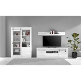 Home Affaire Wohnwand &raquo;Daytona, moderne Anbauwand, Wohnzimmer-Set in Wei&szlig; Hochglanz&laquo; Set, 3 Stk. tlg. wei&szlig; Holzwerkstoff B/H/T: 349cmcm x 200cmcm x 