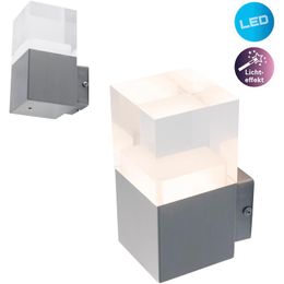 N&auml;ve n&auml;ve LED Au&szlig;en-Wandleuchte &raquo;Leah&laquo; 1 Stk. Warmwei&szlig; Edelstahl/Kunststoff in metall blank/opal incl. 15x LED warmwei&szlig; IP44 grau 1, H: 16cm, 1 Stk.