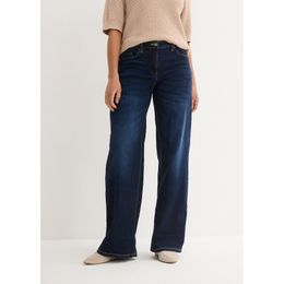 bonprix Damen bonprix Weite Jeans Loose Fit Passform, mit Stretch-Material, mit Bequembund blau 42, N-Gr