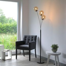 OTTO home Stehlampe &raquo;Nellin&laquo; E14 Stehleuchte mit gro&szlig;en Glaskugeln amberfarben oder opal matt wei&szlig; schwarz 3, &Oslash; 16cm H: 185cm