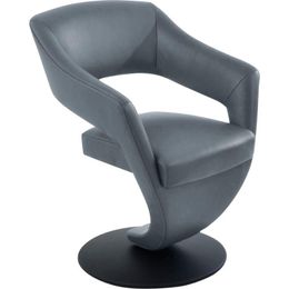 K+w Komfort & Wohnen K+W Komfort & Wohnen Drehstuhl &raquo;Kansas&laquo; () Design Leder-Drehsessel mit hohem Sitzkomfort, Drehteller in schwarz blau B/H/T: 62cm x 87cm x 64cm, Leder 