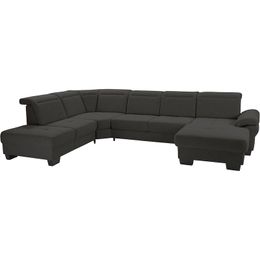OTTO home Wohnlandschaft &raquo;Cornwall U-Form&laquo; inkl. Sitztiefenverstellung, wahlweise mit Schlaffunktion grau Struktur fein (100% Polyester);Luxus-