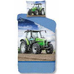 Good Morning Kinderbettw&auml;sche &raquo;Strong&laquo; 2 Stk. Baumwolle, 135x200, Rei&szlig;verschluss, Wendeoptik, Kind, Junge, Traktor gr&uuml;n Renforc&eacute;, Obermaterial: 100% 