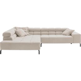 Home Affaire Ecksofa &raquo;Ancona New, wahlweise motorische Sitztiefenverstellung, auch in Cord&laquo; feine Steppung, mit Kopfteilverstellung, 3 Zierkissen, L-
