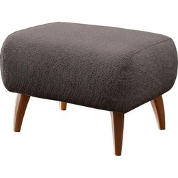 Home Affaire Hocker &raquo;Baggio&laquo; mit Holzf&uuml;&szlig;en grau 100% Polyester B/H/T: 63cm x 45cm x 63cm, Luxus-Microfaser weich