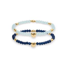 s.Oliver Damen s.Oliver Armband Set &raquo;Colorful Beads&laquo; mit Glasstein blau 18cm, Edelstahl