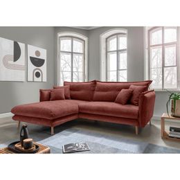 Home Affaire Ecksofa &raquo;Lazio modern und bequem, schmale Armlehnen, tolle Detailverarbeitung&laquo; zwei verschiedene Fu&szlig;farben w&auml;hlbar orange 100% Polyester 