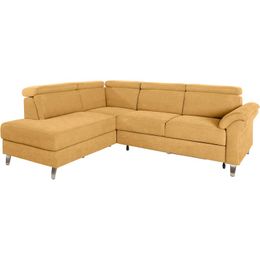 Sit & More sit&more Ecksofa &raquo;Arngast L-Form&laquo; inklusive Kopfteilverstellung und Federkern gelb B/H/T: 245cm x 84cm x 194cm, Struktur weich, Ottomane links,mit 