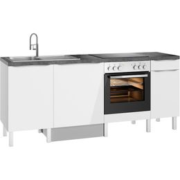 Optifit K&uuml;che &raquo;Lilly2&laquo; Breite 210 cm, wahlweise mit E-Ger&auml;ten schwarz B/H/T: 210cm x 90cm x 60cm, ohne E-Ger&auml;te