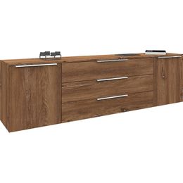 borchardt M&ouml;bel borchardt M&ouml;bel Sideboard &raquo;Oliva, h&auml;ngend oder stehend mit Metallgriffen&laquo; Breite 166 oder 200cm, 2 T&uuml;ren 3 Schubf&auml;cher braun Spanplatte B/H/T: 200cm x