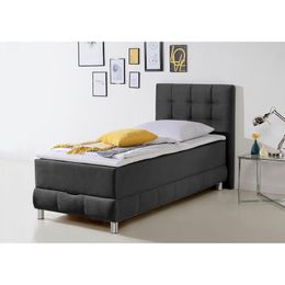 Home Affaire Boxbett &raquo;Vaasa&laquo; inkl. Bettkasten & Topper, XXL-Ausf&uuml;hrung, &Uuml;berl&auml;nge 220 cm grau Samtoptik, Liegefl&auml;che B/L: 90cm x 200cm, Gewicht bis: 