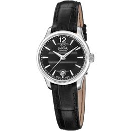 Jaguar Damen Quarzuhr &raquo;Essentia&laquo; Armbanduhr, Damenuhr, Swiss Made, Lederarmband, Saphirglas,Datum schwarz Einheitsgr&ouml;&szlig;e