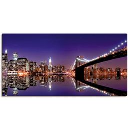 Artland Leinwandbild &raquo;New York Skyline&laquo; Amerika 1 Stk. tlg. auf Holzrahmen gespannt lila Leinwand B/H/T: 60cm x 30cm, Leinwandbild Amerika Querformat, 1 Stk.