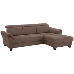 OTTO home Ecksofa &raquo;Solvei L-Form&laquo; mit Recamierenabschlu&szlig; und Sitztiefenverstellung braun Struktur (100% Polyester);Luxus-Microfaser Lederoptik (100% 