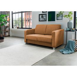 Home Affaire Ecksofa &raquo;Lazio modern und bequem, schmale Armlehnen, tolle Detailverarbeitung&laquo; mit 2 Einzelausz&uuml;gen als L&auml;ngsschl&auml;fer gelb 100% Polyester