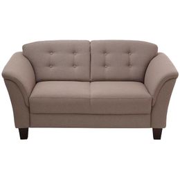 OTTO home 2-Sitzer &raquo;Trondheim&laquo; mit Federkern, Knopfheftung im R&uuml;cken, F&uuml;&szlig;e Buche beige Struktur fein (100% Polyester);Flachgewebe (100% Polyester);