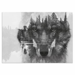 Home Affaire Acrylglasbild &raquo;Wolf&laquo; Baum Baumbilder Schwarz-Wei&szlig; See Seebilder Seelandschaft Tiere Wildtiere Wolfbilder Yosemite Nationalpark Fine Art-
