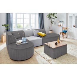 OTTO home Sofa-Eckelement &raquo;Alesund&laquo; als Einzelelement oder Modulteil grau Cord (100% Polyester);Filzoptik (100% Polyester) Cord, Armlehne links