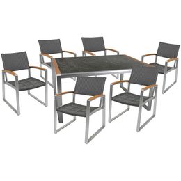 Garden Pleasure Garten-Essgruppe &raquo;AVERNA&laquo; 7 Stk. tlg. robuster Glastisch grau Aluminium, Glas, Kunststoff, Polyrattan B/H/T: 260cm x 84cm x 190cm
